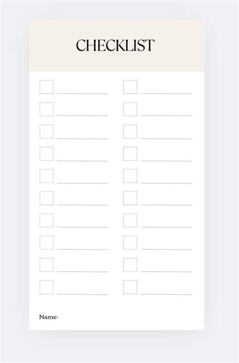Simple Checklist Template Printable And Fillable Pdf Etsy