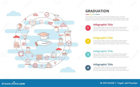 Graduation Concept For Infographic Template Banner With Four Point List Information Stock