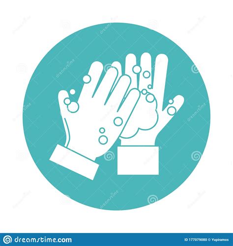 Virus Covid 19 Pandemic Washing Hands Frequently Block Style Icon Stock