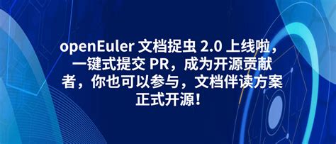 Openeuler 文档捉虫 20 上线啦，一键式提交 Pr，成为开源贡献者，你也可以参与，文档伴读方案正式开源！ Openeuler