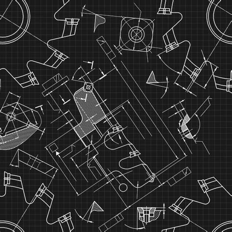 Premium Vector Mechanical Engineering Drawings On Black Background