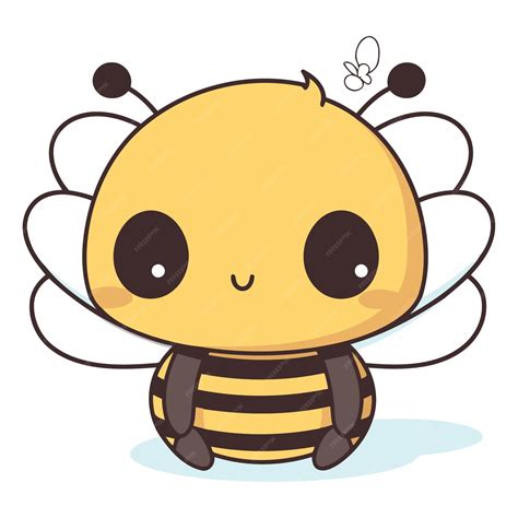 Cute Bee Cartoon Vector Illustration Sweet Honey Bee Cute Cartoon Bee