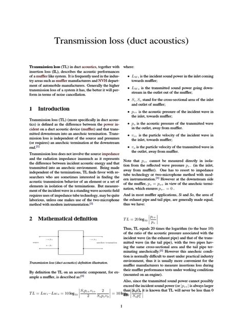Transmission Loss Duct Acoustics Pdf Physical Quantities Quantity