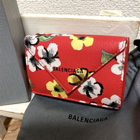 未使用 バレンシアガ ペーパー ミニ ウォレット 三つ折り 財布 シルバー
