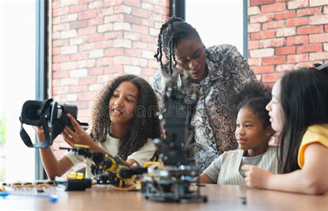 Girls Engaged In Stem Learning With Robotics And Vr Diverse Students