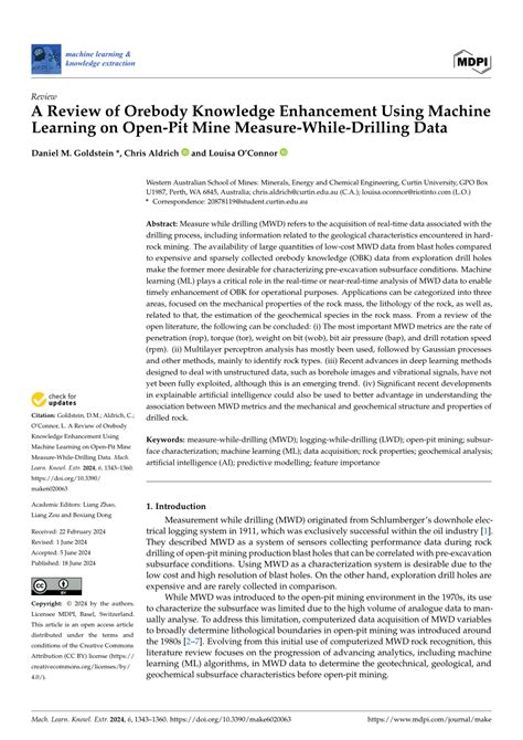 Pdf A Review Of Orebody Knowledge Enhancement Using Machine Learning On Open Pit Mine Measure