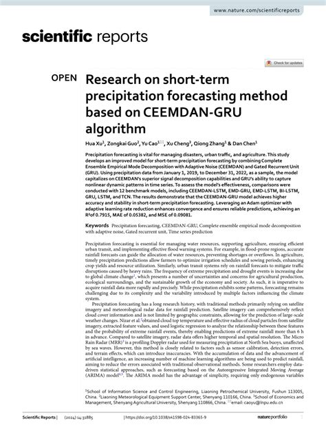 Pdf Research On Short Term Precipitation Forecasting Method Based On
