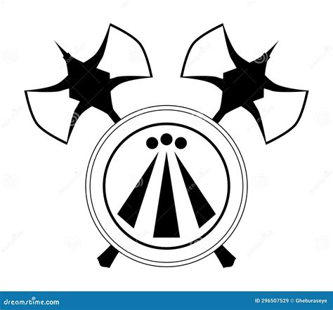Awen With Double Axes Composition Black And White Isolated Royalty Free Illustration