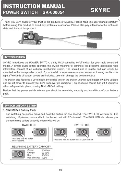 Skyrc Mcu Controlled Power Switch Onoff Lipo Nimh Batería Rc