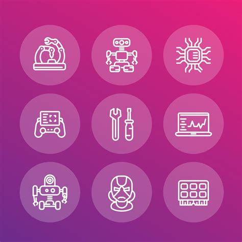 Robotics Mechanical Engineering Robots Linear Icons Set 7169336 Vector Art At Vecteezy
