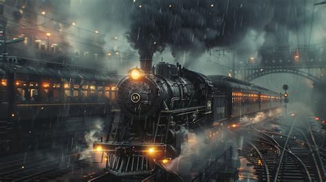 Premium Photo A Train In The Rain