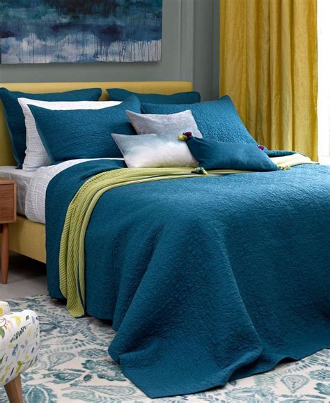 Bluebellgray Fern Solid Saxony Blue King Coverlet Coverlet Bedding