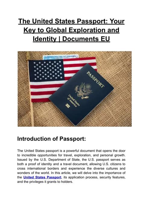 Ppt The United States Passport Your Key To Global Exploration And