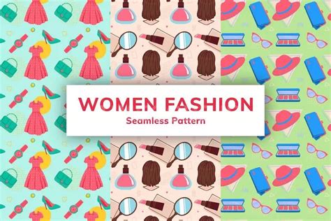 دانلود پترن لباس زنانه Women Fashion Seamless Pattern تایم کد