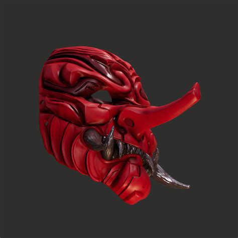 Tengu Teeth Oni Mask 16 Demon Full Face Stl 3d Printer Etsy