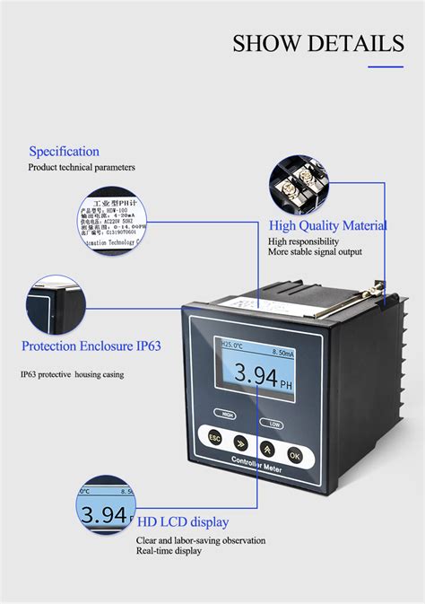 Industrial Online Ph Meter Electrode Probe Convenient Water Quality Ph Detection Sensor