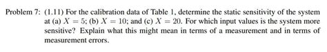solved table 1 calibration data problem 5 1 9 what is