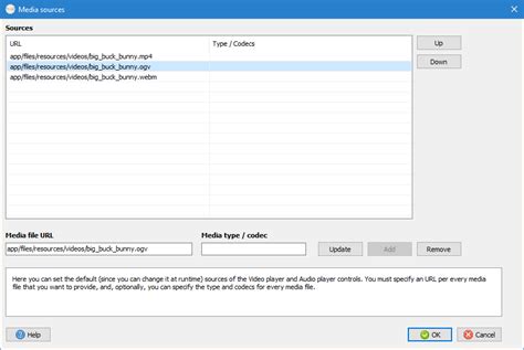 decsoft app builder help media sources dialog