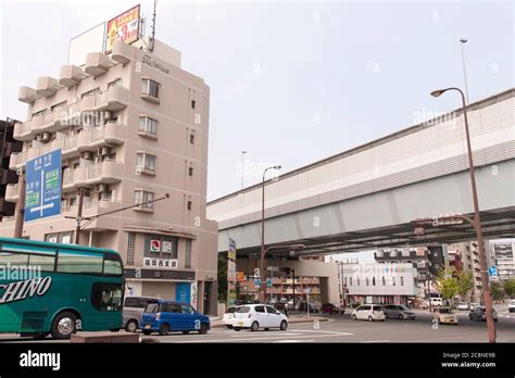 Elevated Urban Expressway With Noise Reducing Wall Fukuoka Japan