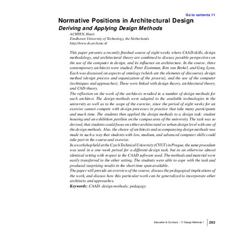 Pdf Normative Positions In Architectural Design Deriving And