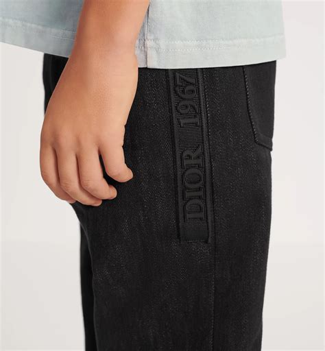 Брюки для детей Хлопковый габардин с эффектом денима угольно серого цвета Dior