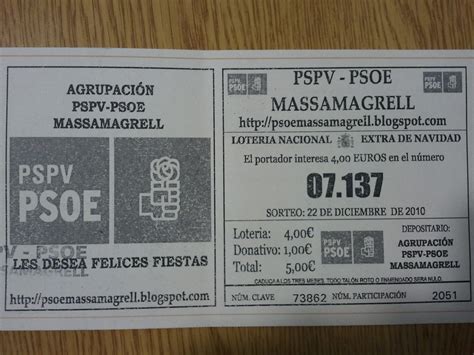 PSPV PSOE MASSAMAGRELL La suerte está echada 07 137 Nuestro número de