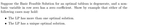 Solved Suppose The Basic Feasible Solution For An Optimal