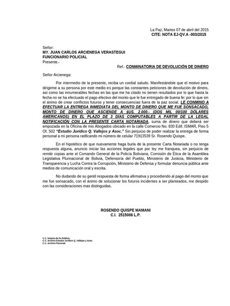 Carta Notariada Conmina Pdf