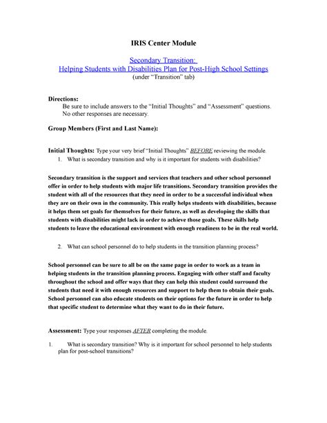 Iris Center Module Secondary Transition Iris Center Module Secondary