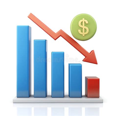 Loss Money Arrow Bar Graph Icon Isolated On White Background Stock