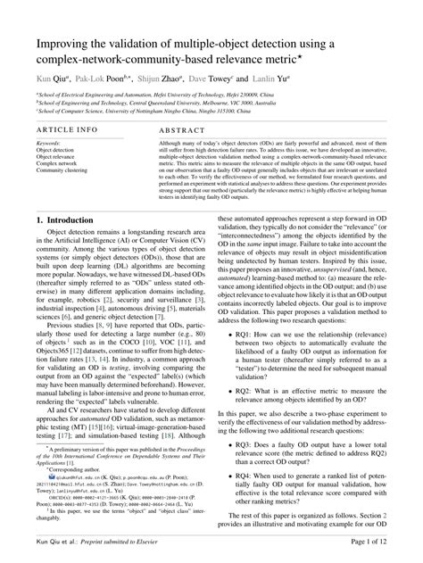 Pdf Improving The Validation Of Multiple Object Detection Using A