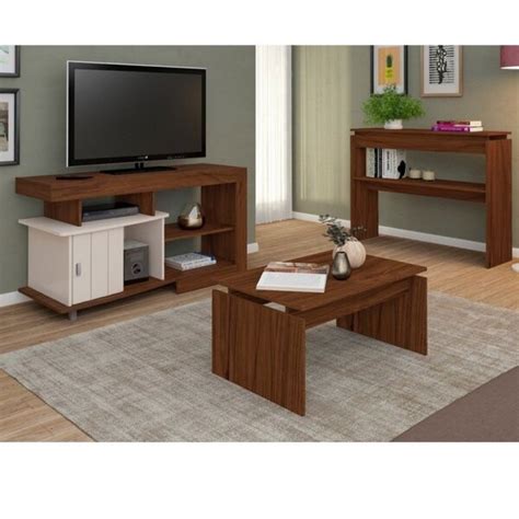 Conjunto Sala De Estar Rack Para Tv Até 47 Pol Royal Com Mesa De Centro