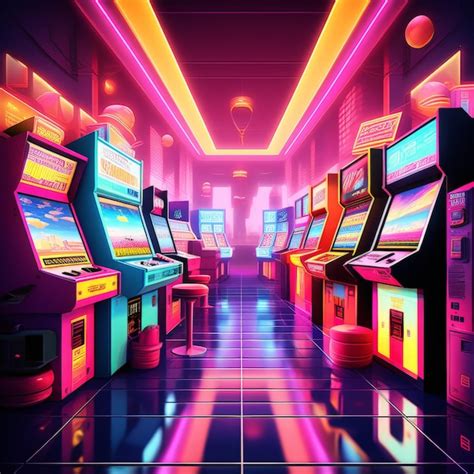 Premium Vector Gaming Arcade In Neon Lights Gaming Arcade In Neon Lights