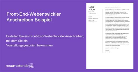 Anschreiben Front End Webentwickler Muster And Leitfaden Einstiegs Und Führungspositionen