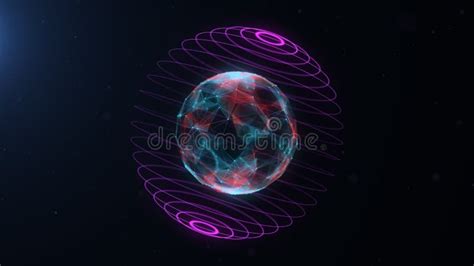 Abstract Sci Fi Sphere With Particles And Lines Technology Network Connection On World