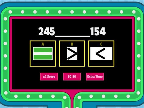 Greater Than Less Than Or Equal To Gameshow Quiz