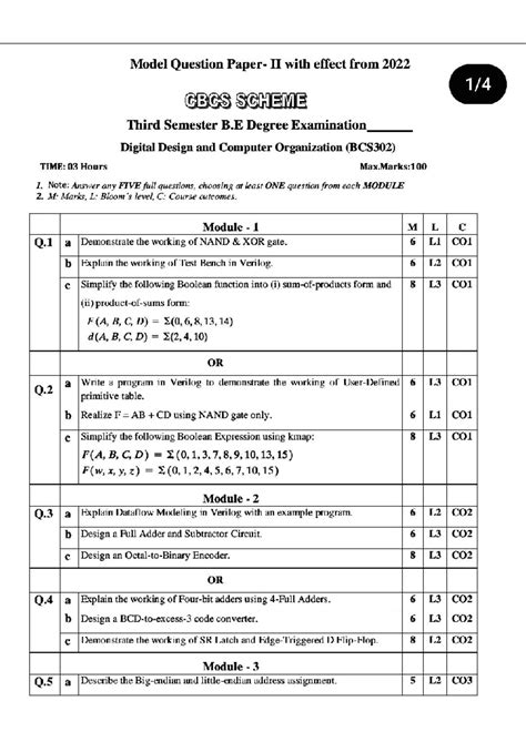 BCS302 Set1 Model Question Paper Model Question Paper I With