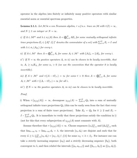 Decomposition Of A Spectral Projection In A Semi Finite Von Neumann