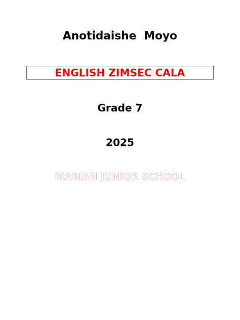 Anotida Cover Page Docx English Zimsec Cala Pdf Mathematics