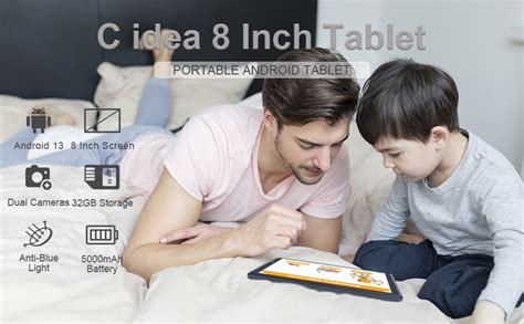C Idea 8 Inches Portable Tablets Android 13 Teenager Reading Tablets Wifi