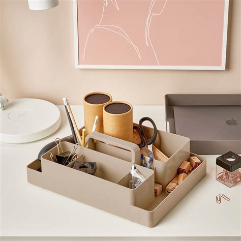 Kuggis Desk Organiser Set 2 Pieces Grey Beige Dark Grey Beige