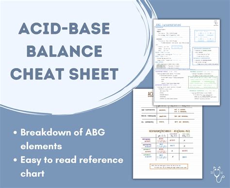 Acid Base Balance Cheatsheet Abg Interpretation Chart Respiratory