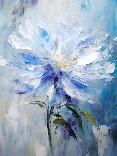 Premium Photo Abstract Magical Blue Flower Oil Painting In