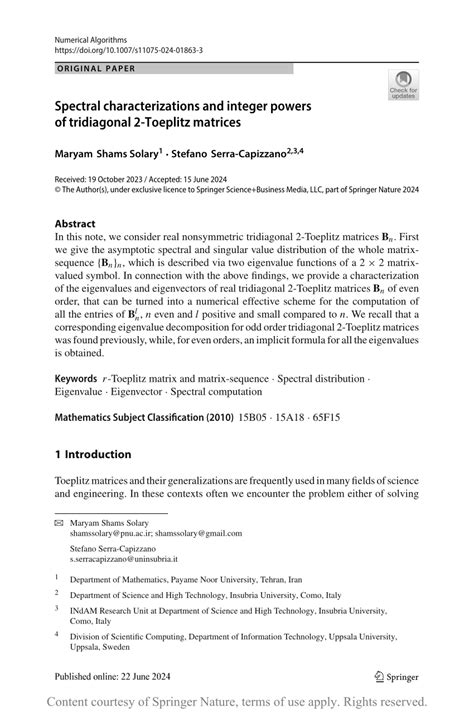 Spectral Characterizations And Integer Powers Of Tridiagonal 2 Toeplitz