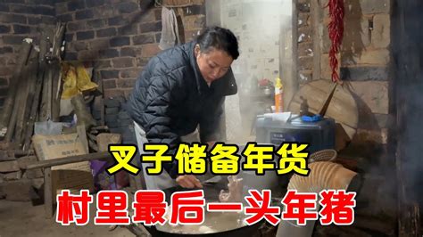 叉子开始储备年货，买了村里最后一头年猪肉，炸过年肉被父子偷吃【叉子闯四海】 Youtube