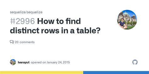 how to find distinct rows in a table · issue 2996 · sequelize