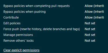 Git Azure DevOps Bypass Branch Policies Is Not Working On New Branch Stack Overflow