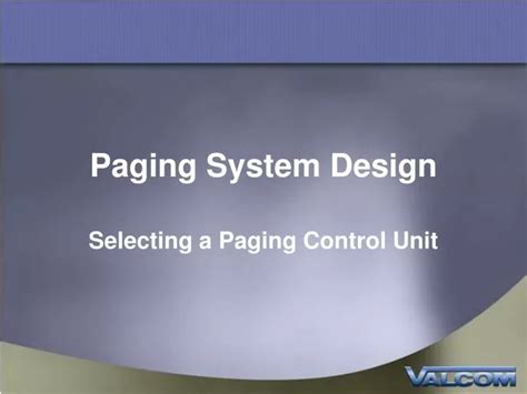 Ppt Paging System Design Powerpoint Presentation Free Download Id