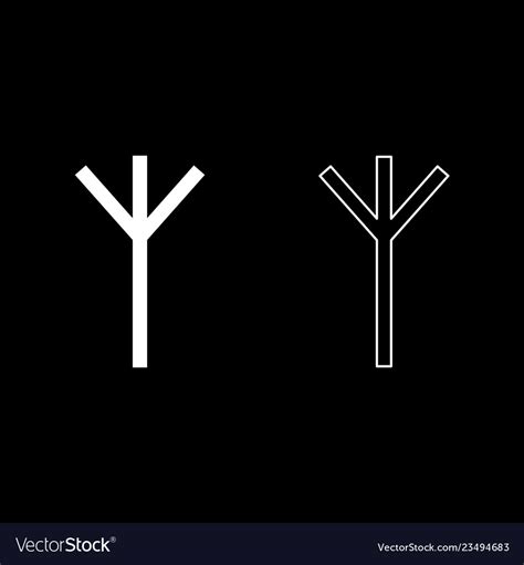 Algiz Elgiz Rune Elk Reed Defence Symbol Icon Set Vector Image