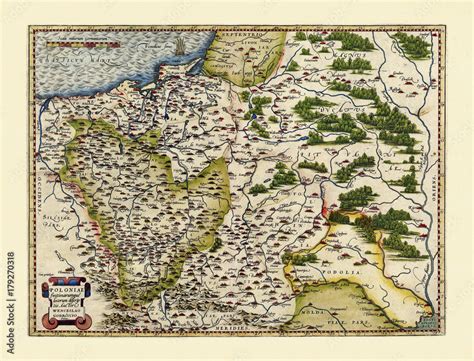 Old Map Of Poland Excellent State Of Preservation Realized In Ancient